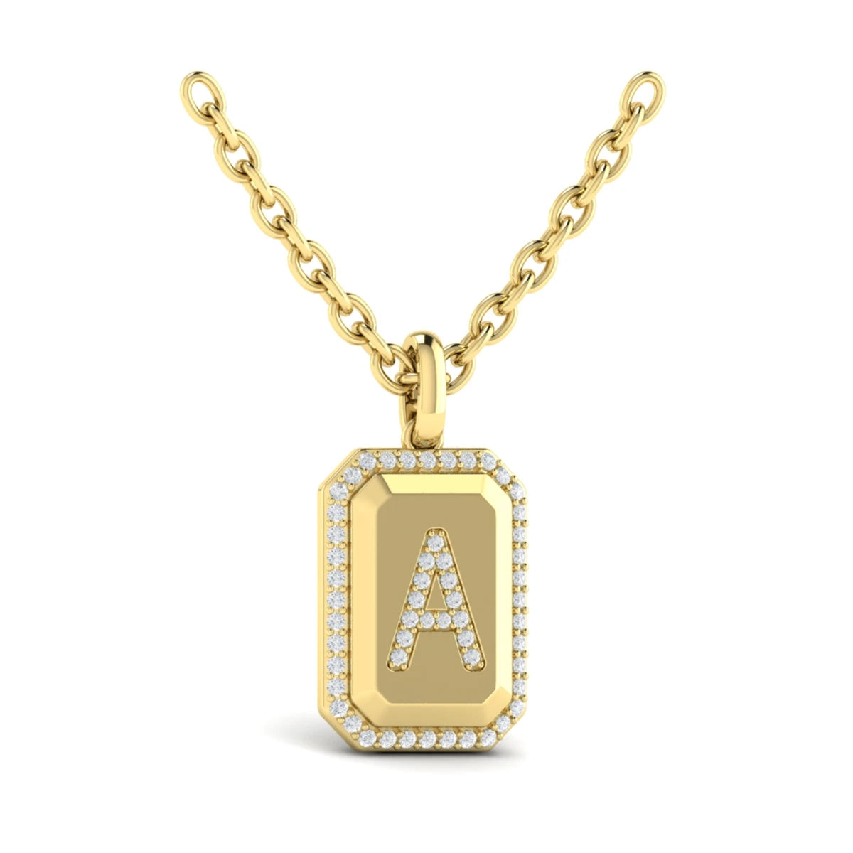 Diamond Medallion Alphabet Pendant Link Necklace, A Yellow Gold ...