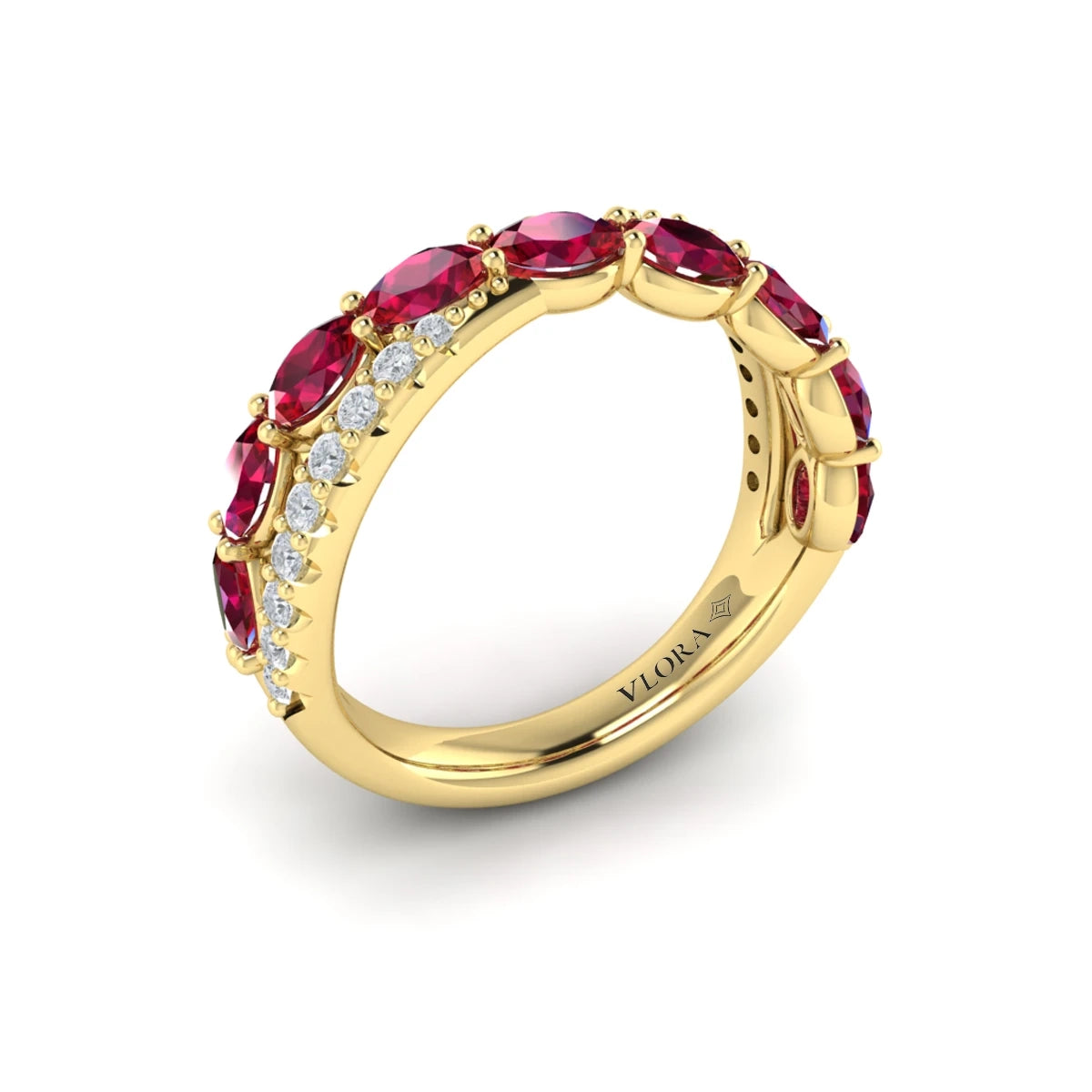 Multi Diamond and Ruby Twist Statement Ring Yellow Gold – Ballantyne ...